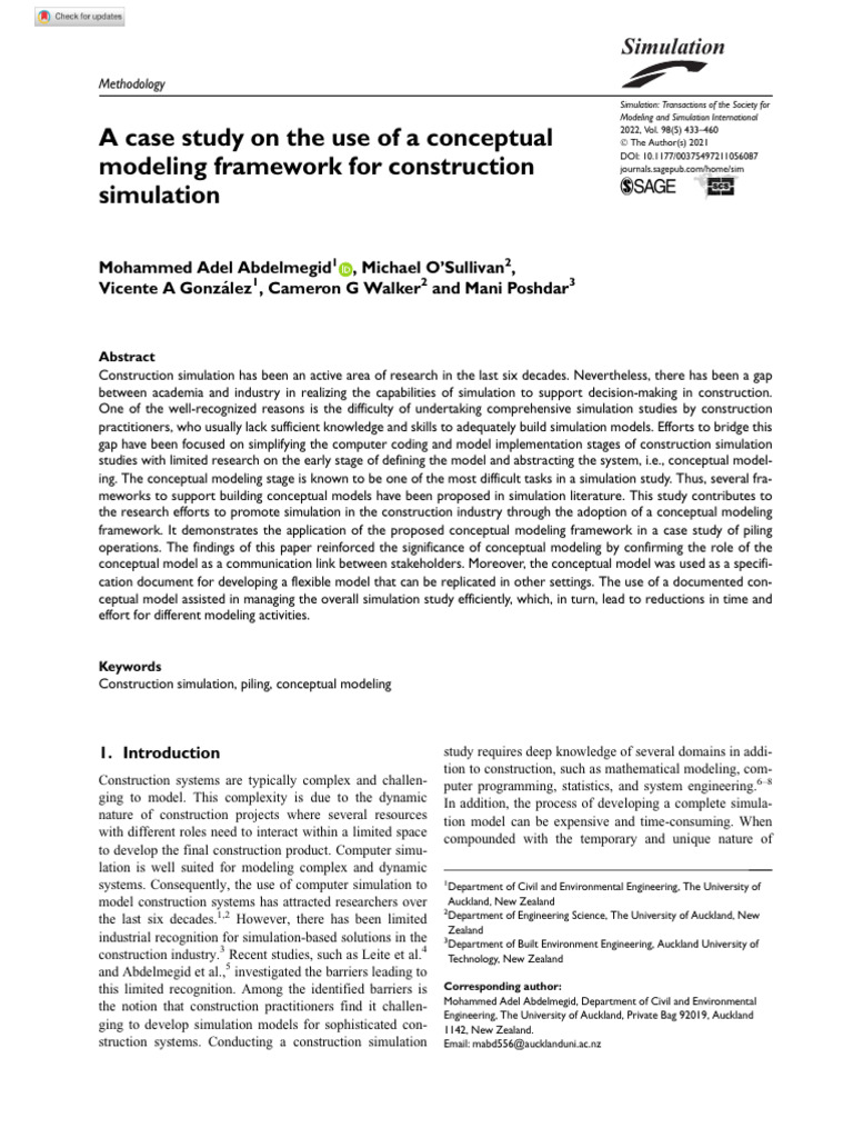 Conceptual Modeling in Construction Simulation | PDF | Conceptual Model ...
