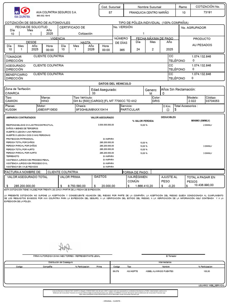 Coti Axa - Kus094 | PDF | Póliza de seguros | Seguro