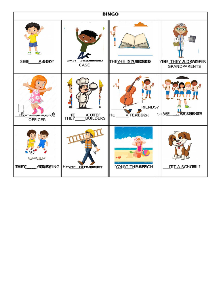 Verb to Be Bingo Game | PDF
