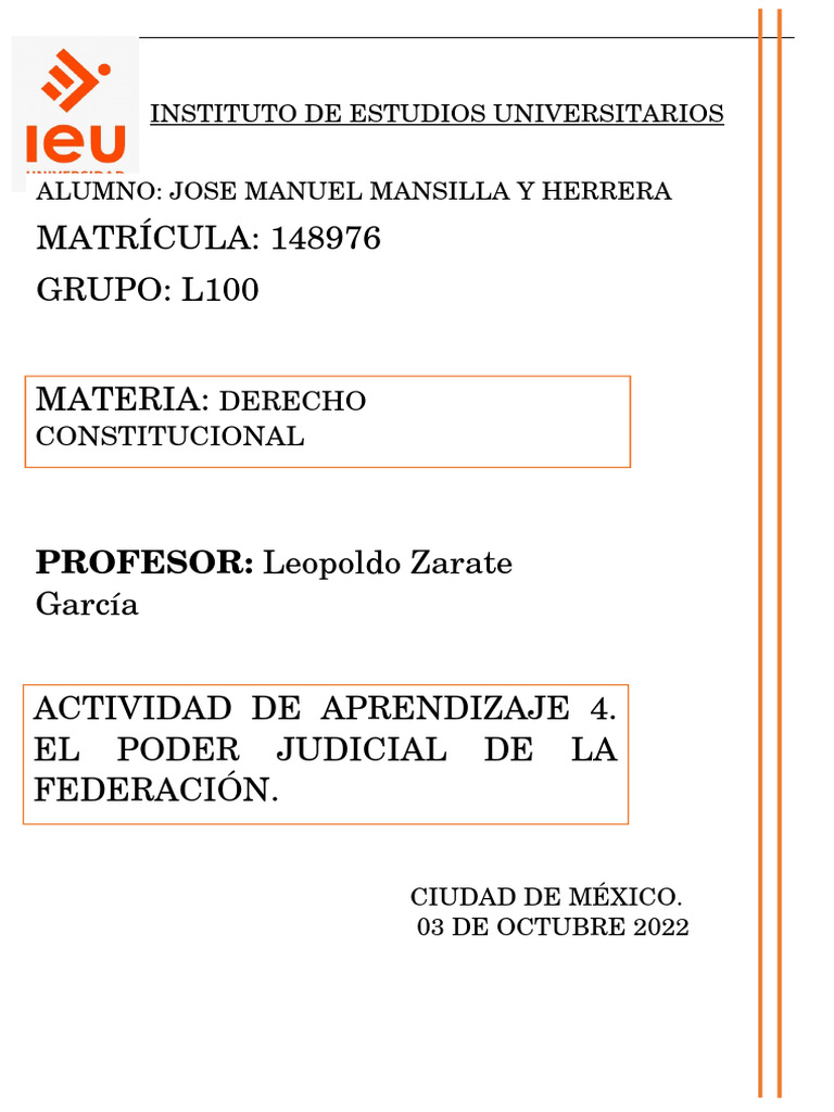 Actividad_de_Aprendizaje_4._El_Poder_Judicial_de_la_Federaci__n..docx | PDF | Judicaturas | Ley ...