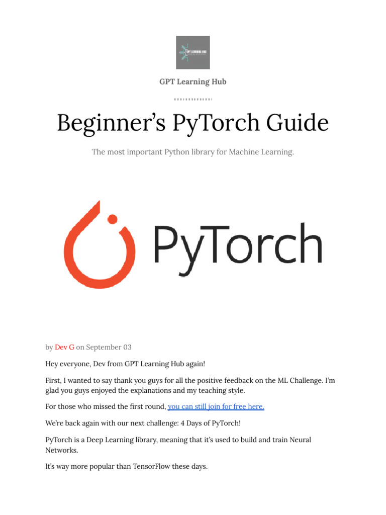 Beginner's PyTorch Guide | PDF | Applied Mathematics | Computer Programming