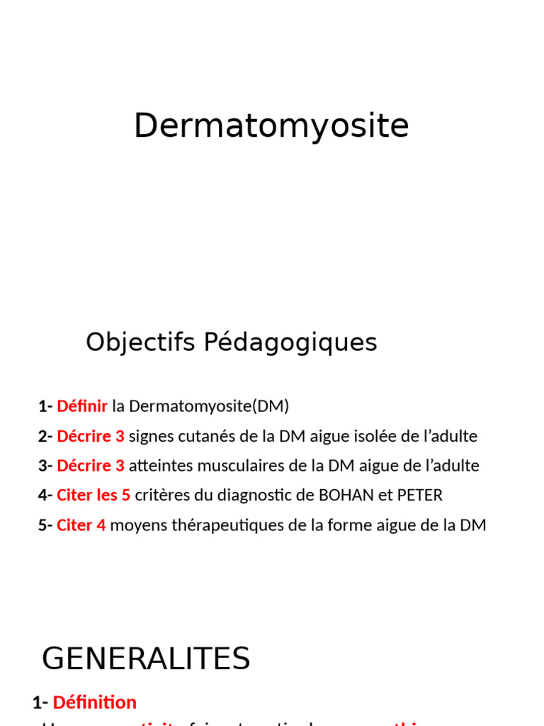 Dermatomyosite : Érythème et Traitements | PDF | Corticoïde ...