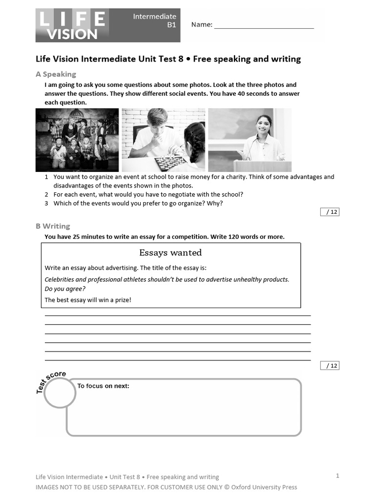 Life Vision Intermediate Unit Test 8 | PDF