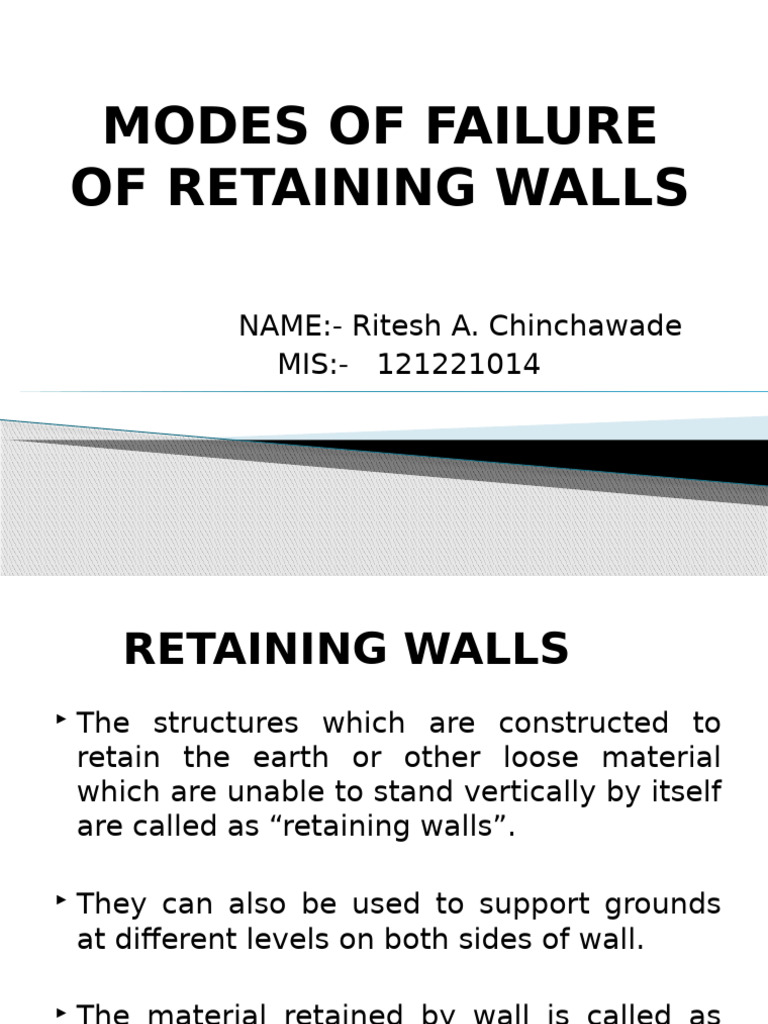 Retaining Wall Failure Modes Explained | PDF | Materials | Mechanical ...