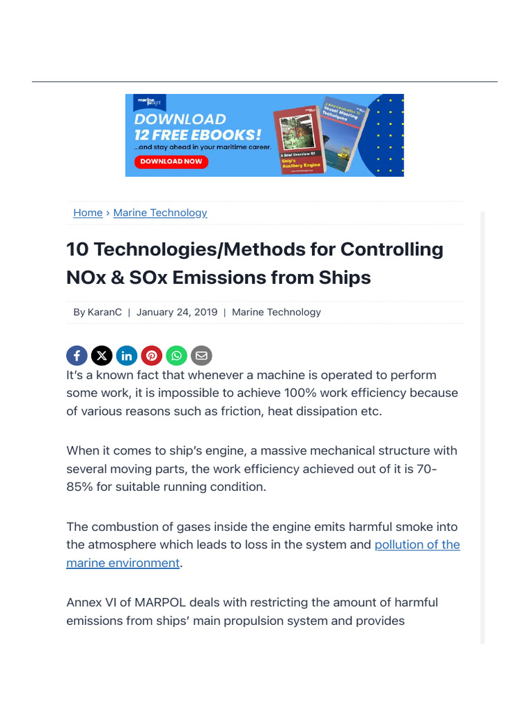NOx & SOx Emission Control Methods | PDF | Exhaust Gas | N Ox