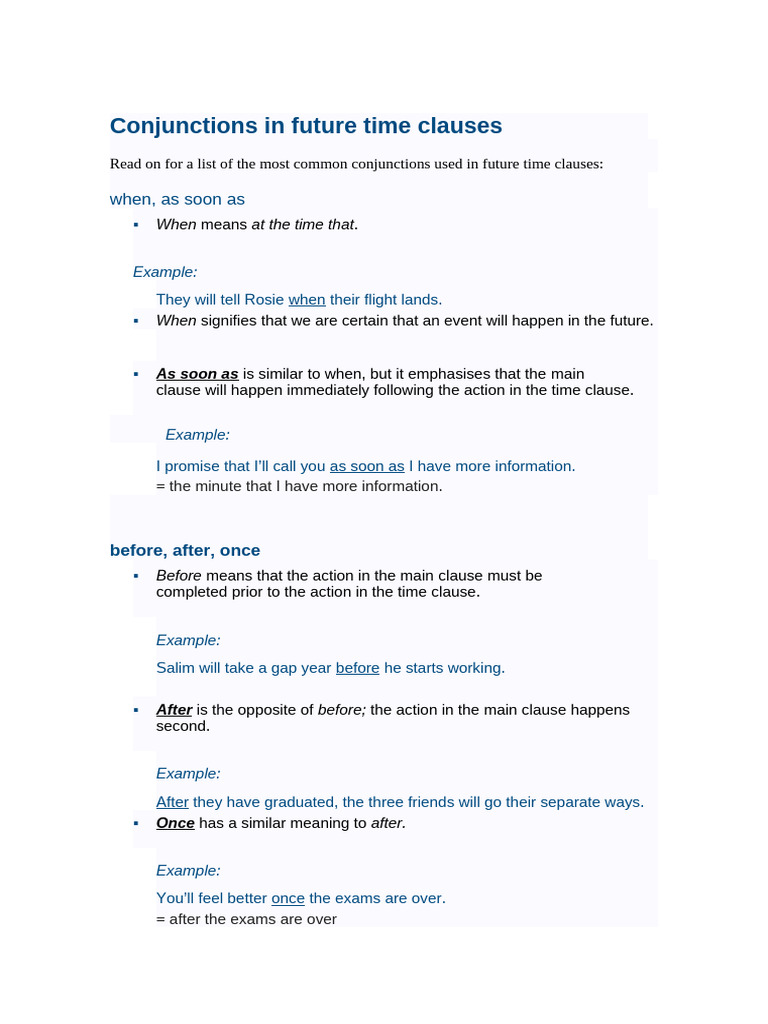 Conjunctions in Future Time Clauses | PDF