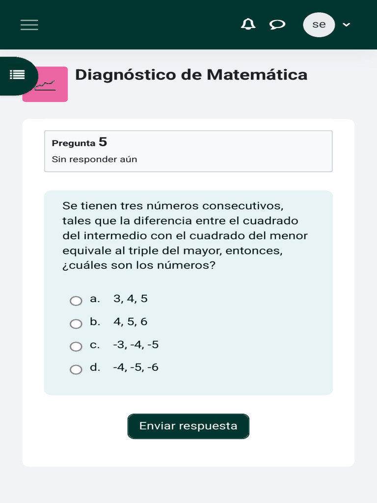 Diagnóstico de Matemática Aulas Virtuales Santo Tomás | PDF