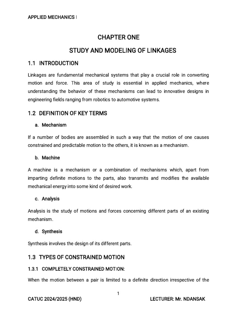 Applied Mechanics Chapter One | PDF | Kinematics | Rotation