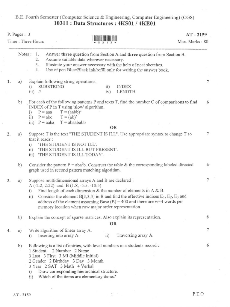 Cse Computer Engg Data Structures Pdf Algorithms And Data