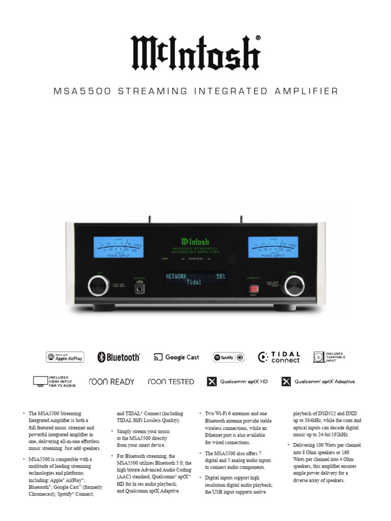 MSA5500 Product Sheet 01 | PDF | Digital To Analog Converter | Sound ...