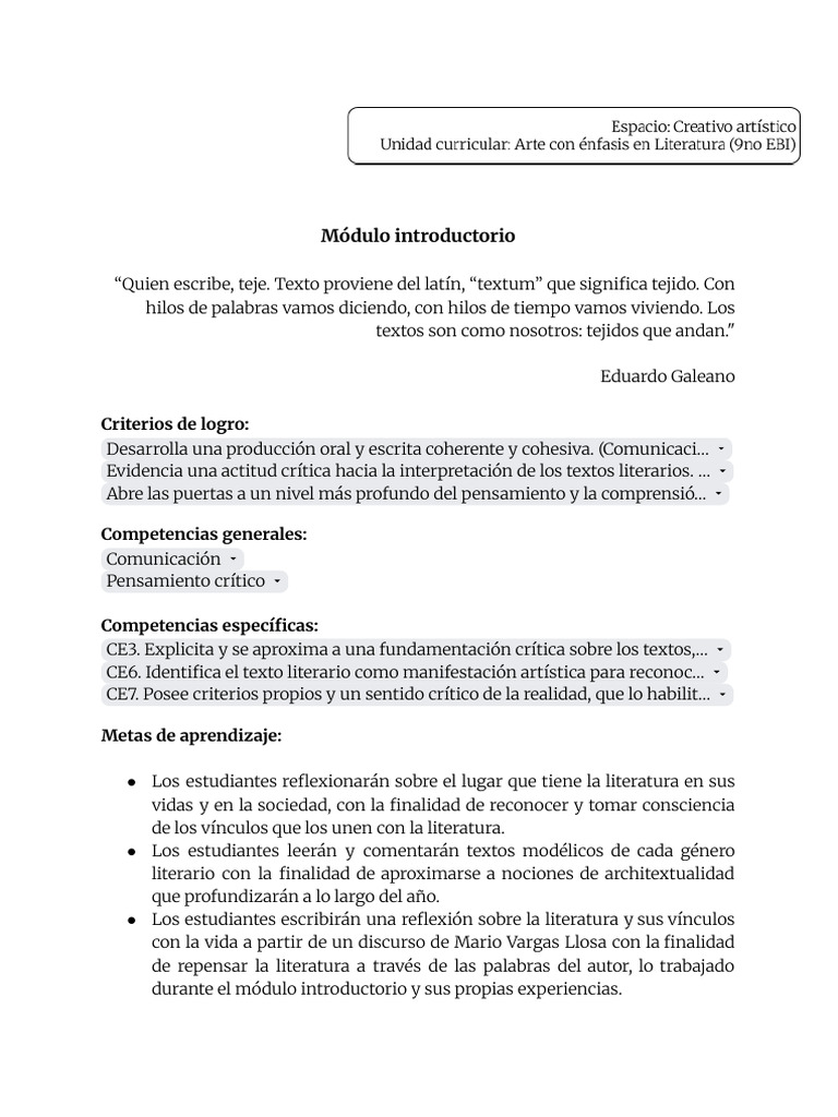 Módulo Introductorio | PDF | Narración | Poesía