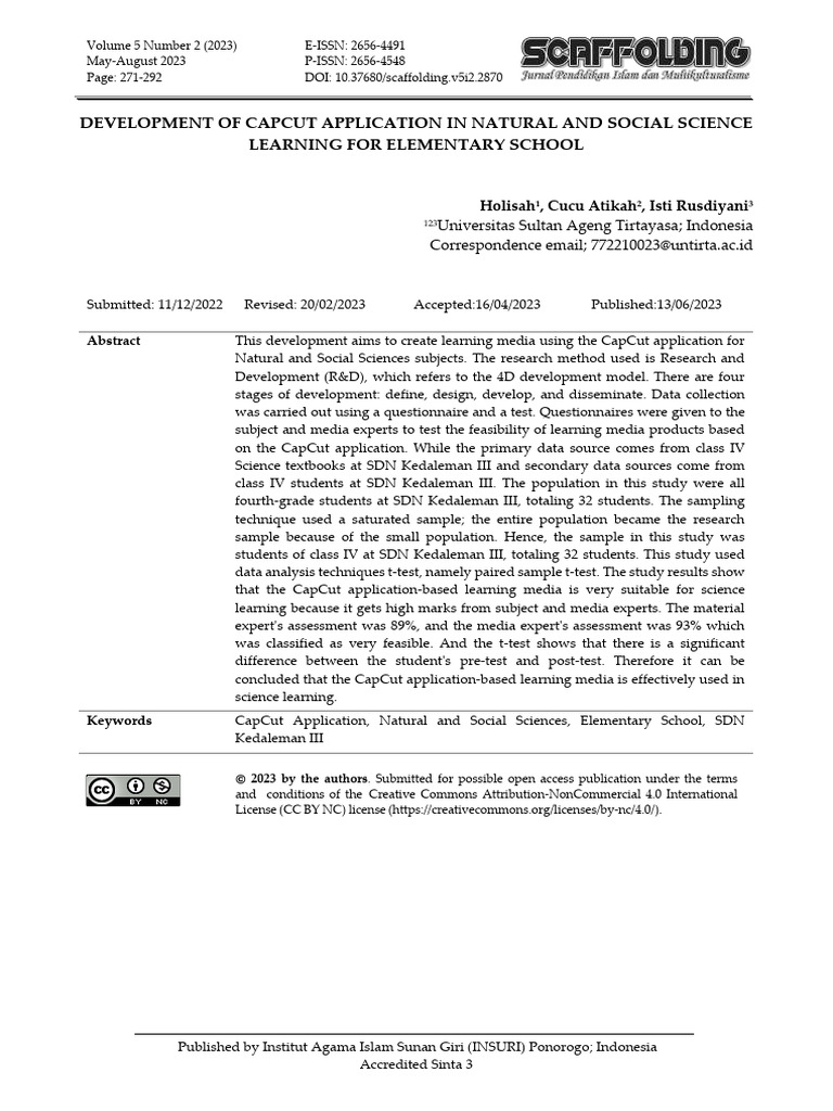 Development of Capcut Application in Natural and S | PDF | Educational ...