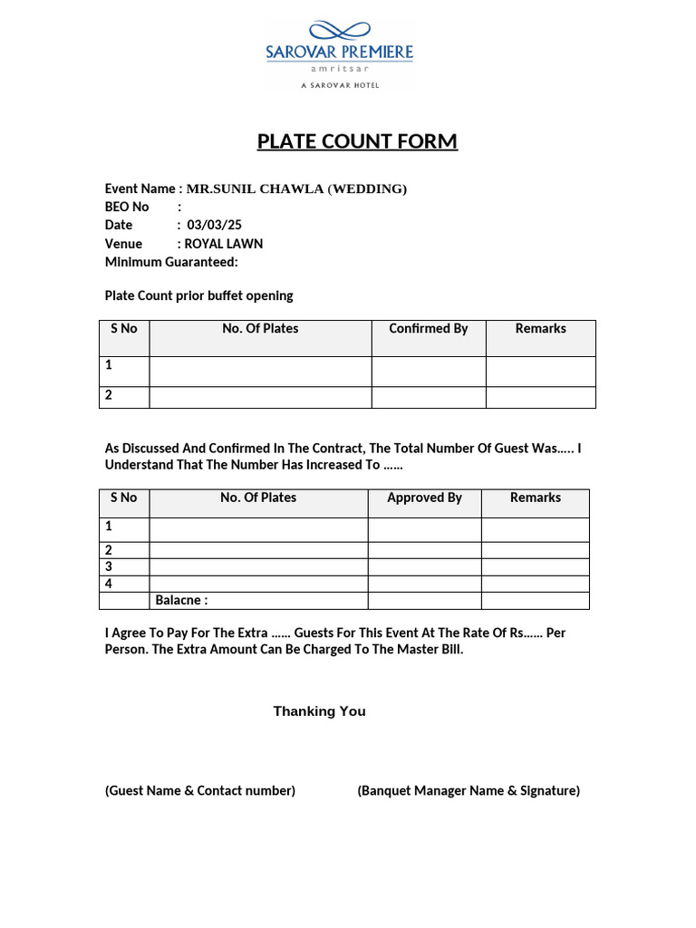 Plates Count Sheet M | PDF