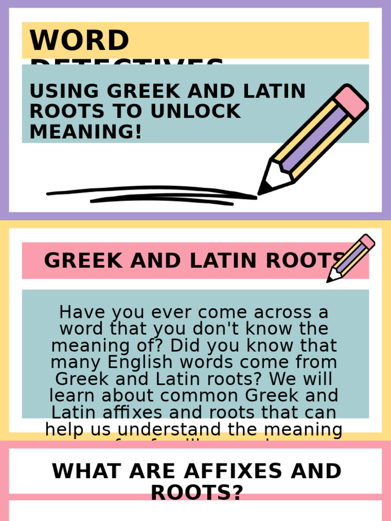 Greek and Latin Roots English Presentation Colorful Minimalist Style | PDF