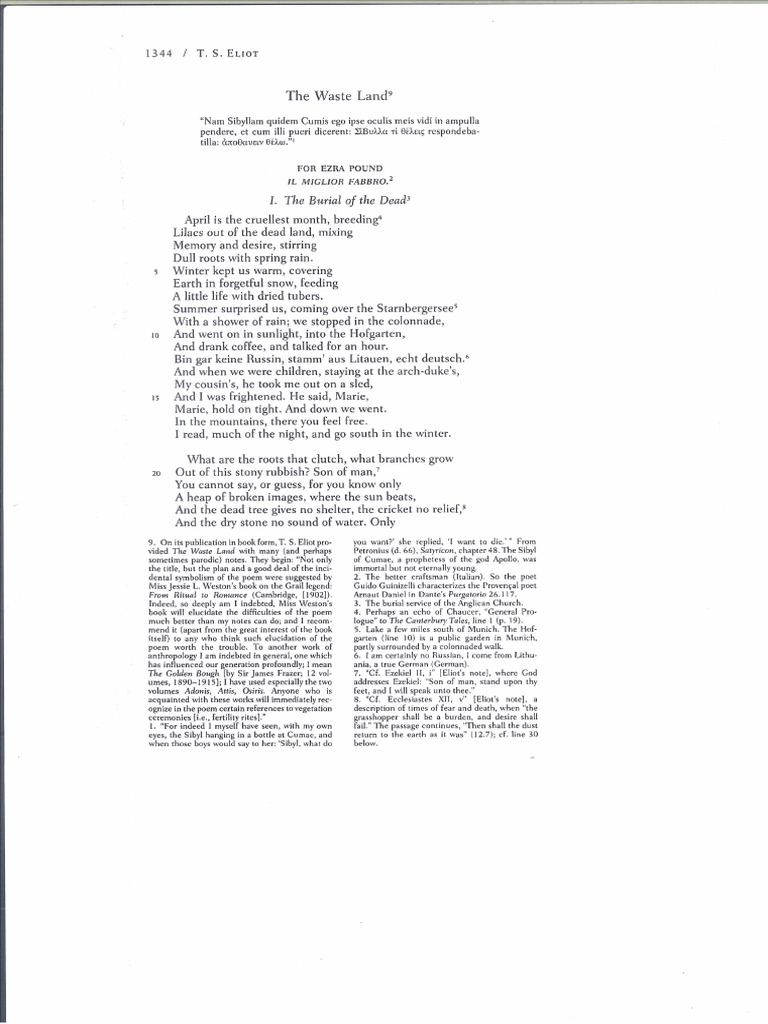 The Waste Land by T.S.Eliot | PDF