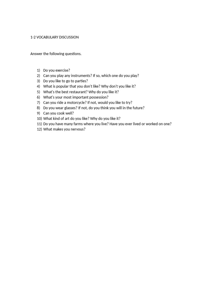 1-2 Vocabulary Discussion | PDF