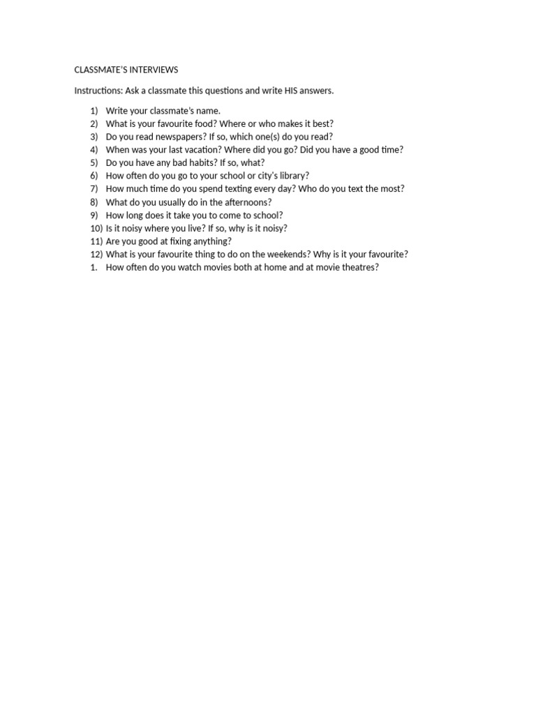 U2 Vocabulary Discussion (Interviews) | PDF