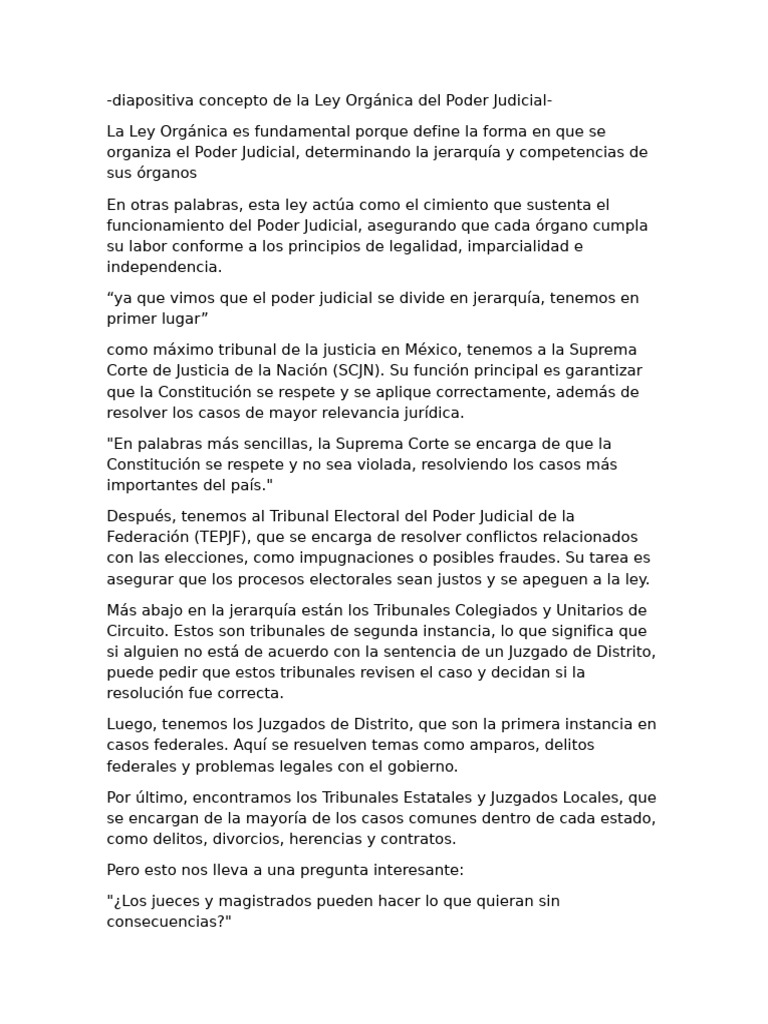 Estructura del Poder Judicial en México | PDF | Judicaturas | Ley ...