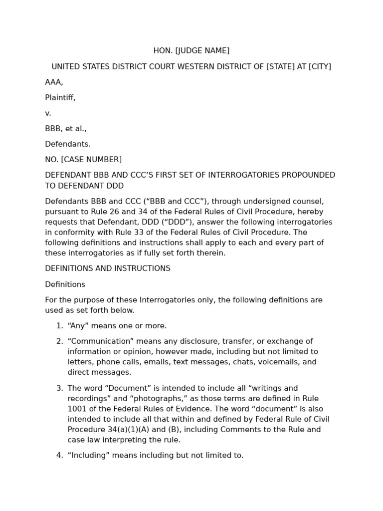 Interrogatories (Blank Template) | PDF | Discovery (Law) | Justice