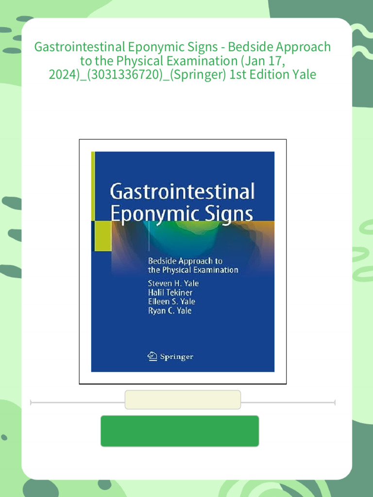 Gastrointestinal Eponymic Signs - Bedside Approach to the Physical ...