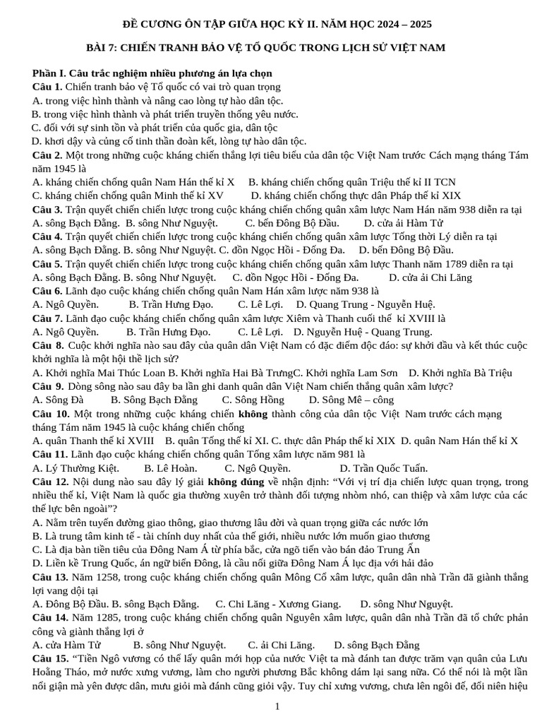 De Cuong On Giua Hkii-Hs | PDF