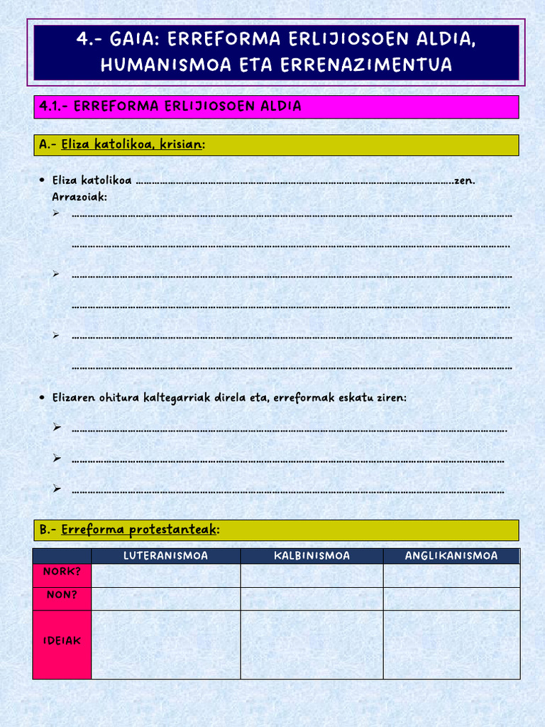 4. Gaia - Erreforma Erlijiosoa Eta Humanismoa | PDF