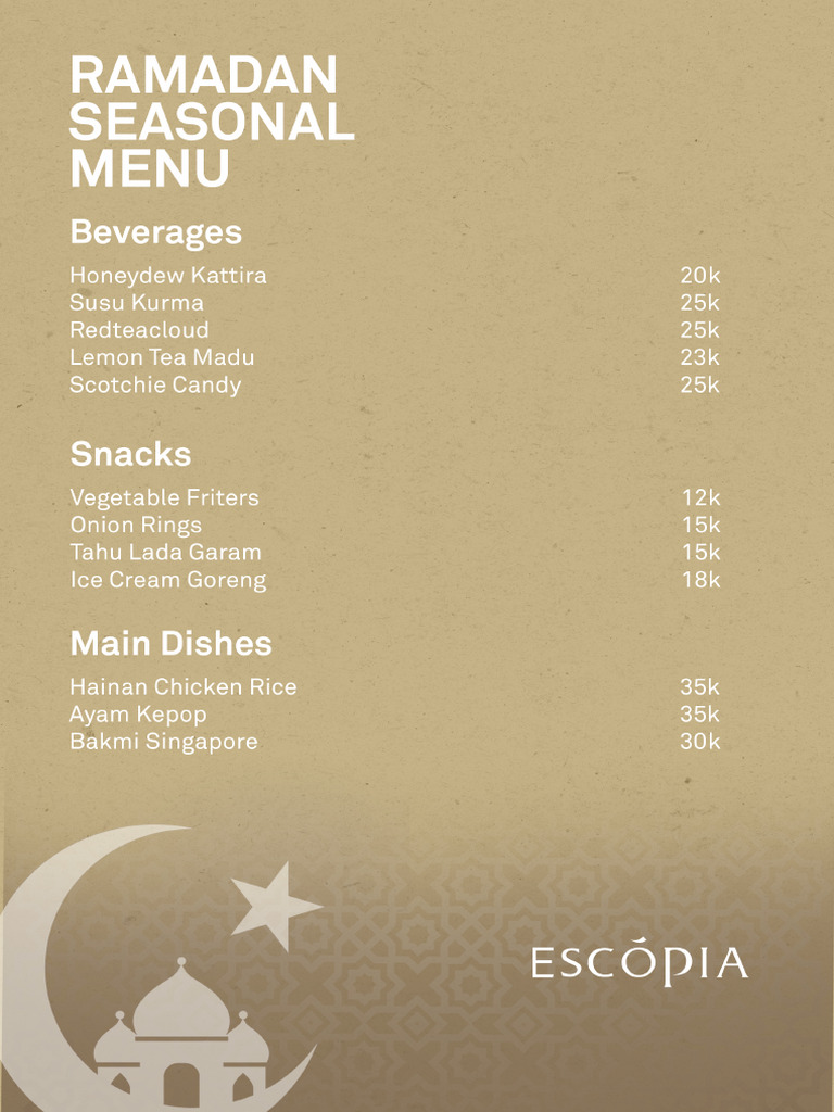 Seasonal Ramadan Menu | PDF