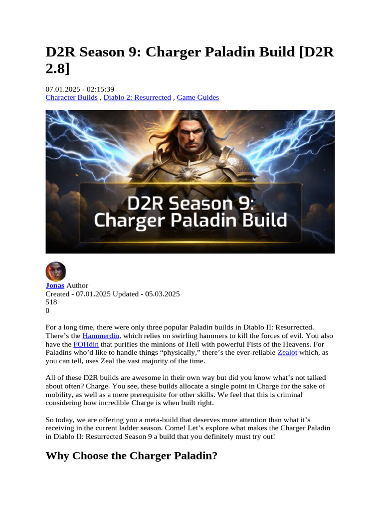 D2R Season 9 Charger Paladin Guide | PDF