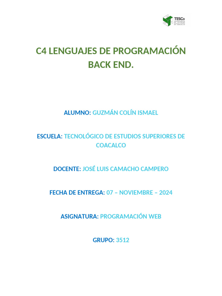 c4 Lenguajes de Programación Back End | PDF | Ruby on Rails | Php