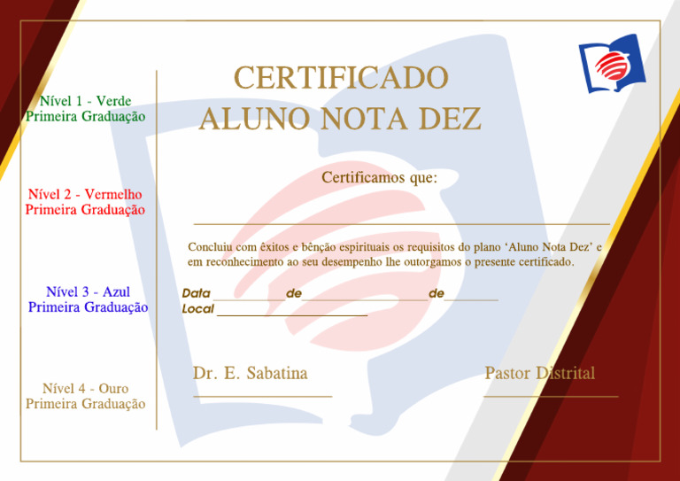 Certificado Aluno Nota Dez | PDF