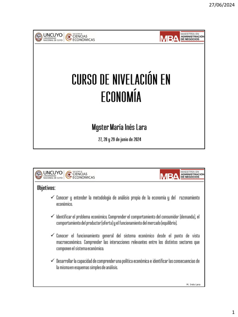 Mba_curso de Nivelación 2024-Material de Clases-micro | PDF | Precios | Economias