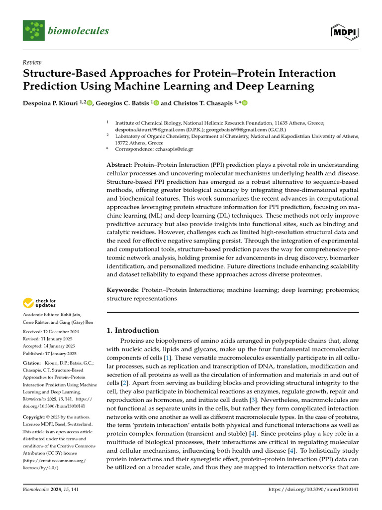 Structure Based Approaches for Protein Protein Interaction Prediction ...