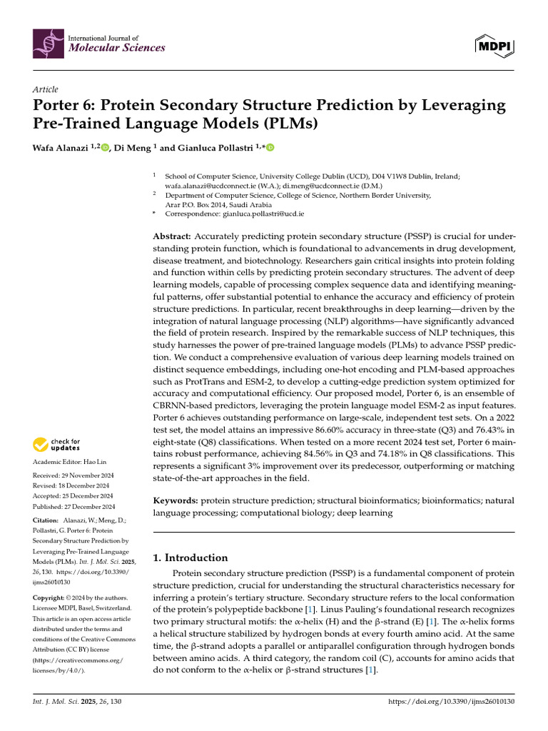Porter 6 Protein Secondary Structure Prediction by Leveraging Pre ...