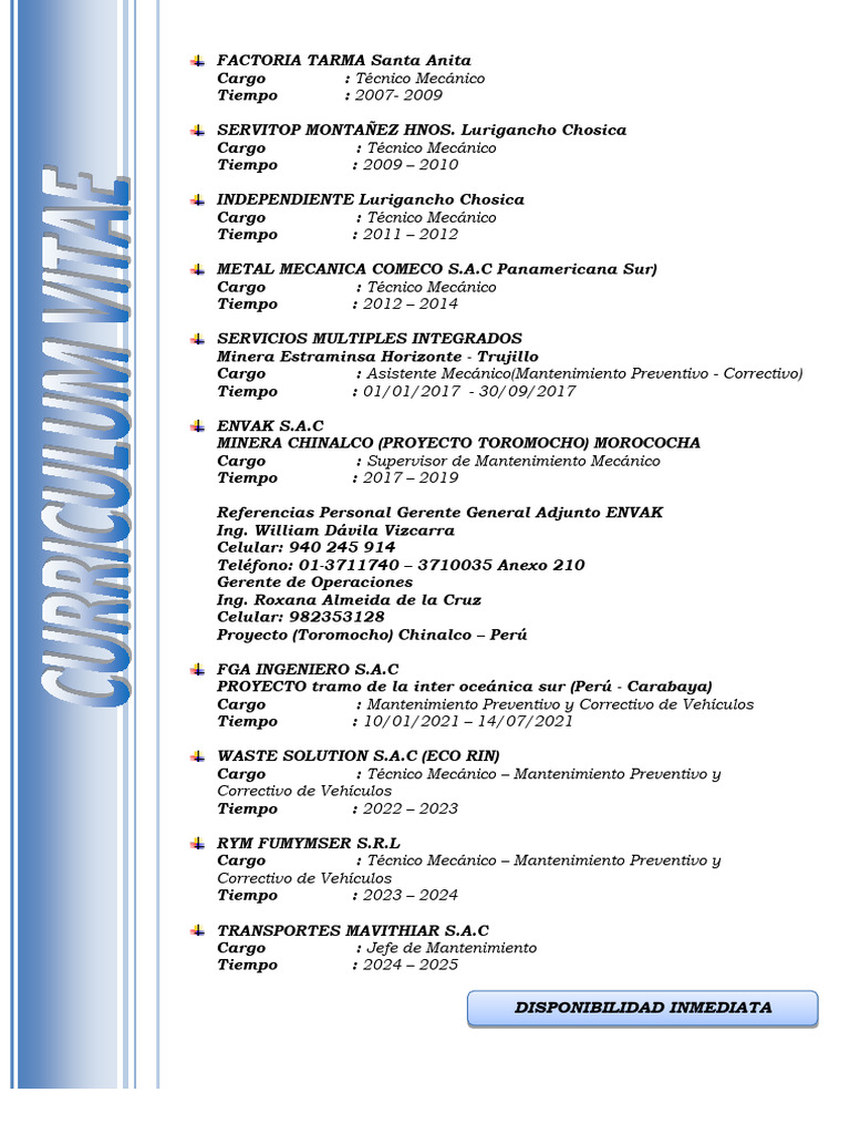 Experiencia Laboral | PDF