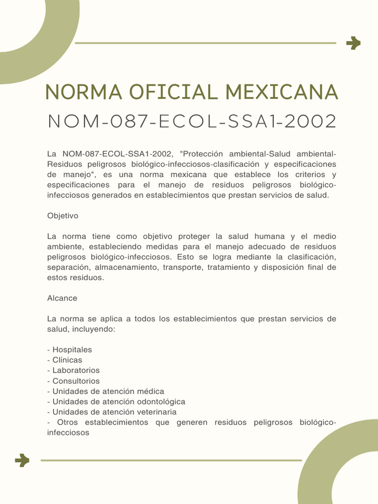 tarea del NOM-087-ECOL-SSA1-2002 | PDF | Residuos | Laboratorios