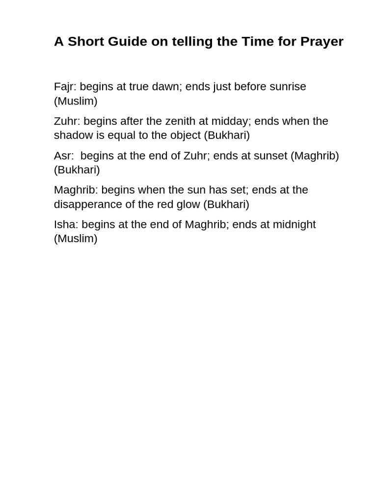 How to Tell the Time for Athan | PDF