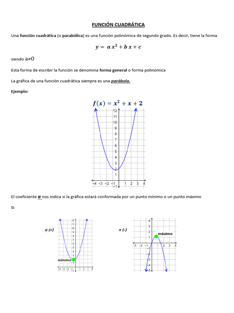 928105046-Función cuadrática - Forma Polinómica | PDF