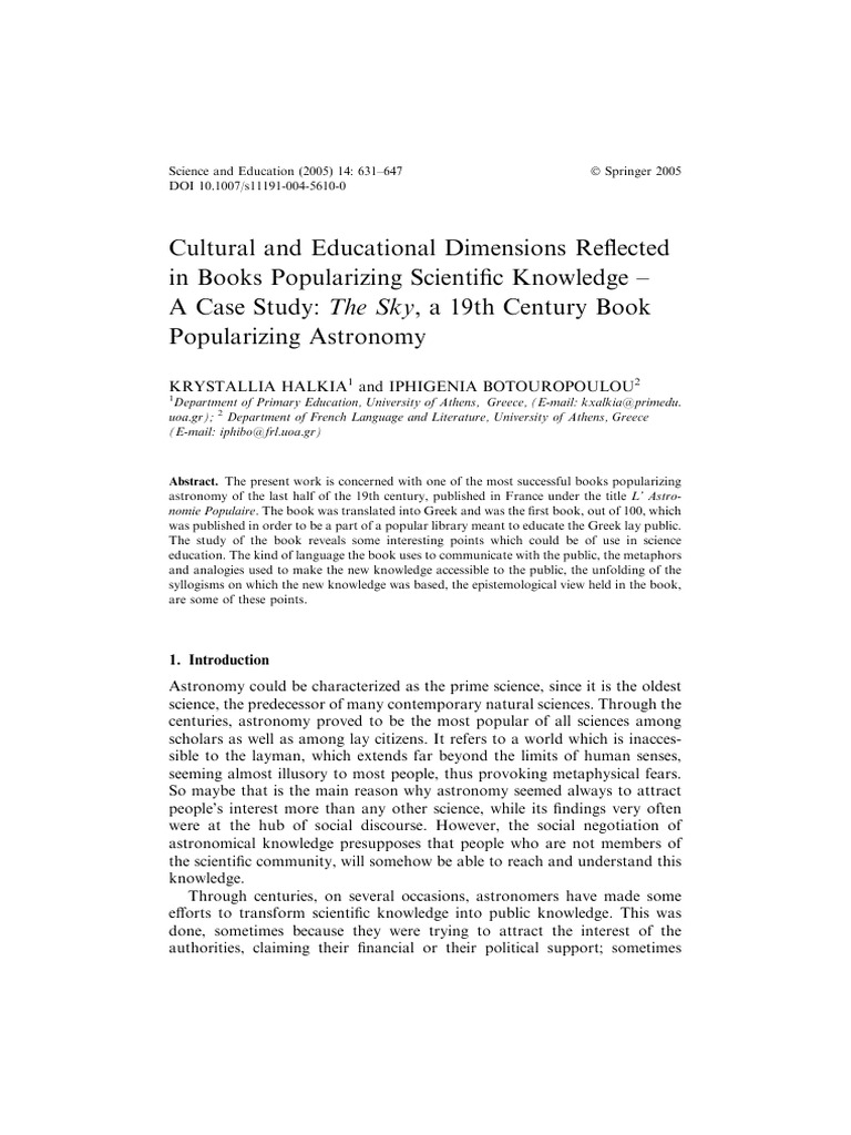 Cultural and Educational Dimensions Reflected in Books Popularizing ...
