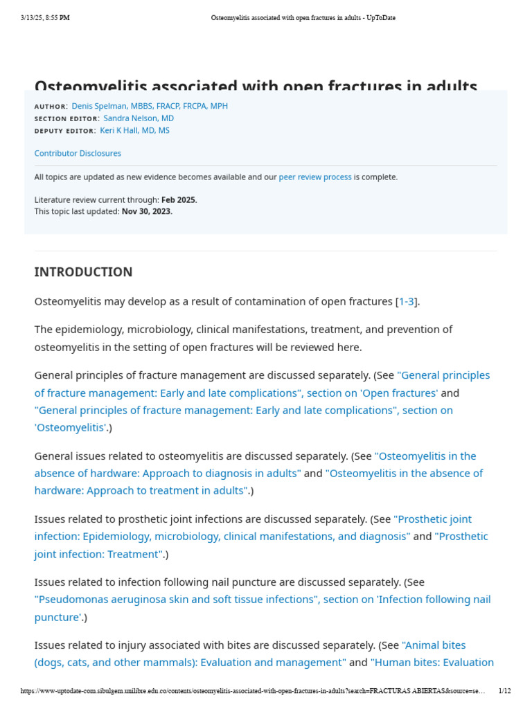 Osteomyelitis in Open Fractures | PDF | Clinical Medicine | Microbiology