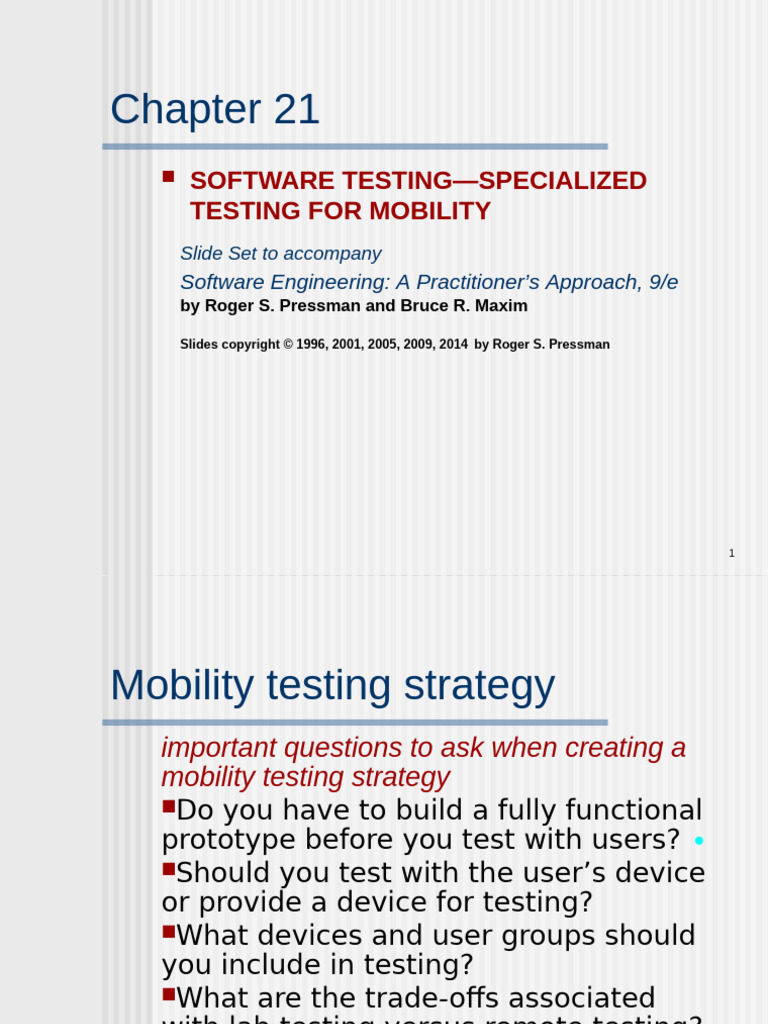 Software Engineering by Pressman in Short Main Keywords Ch21 | PDF | Client–Server Model | Usability
