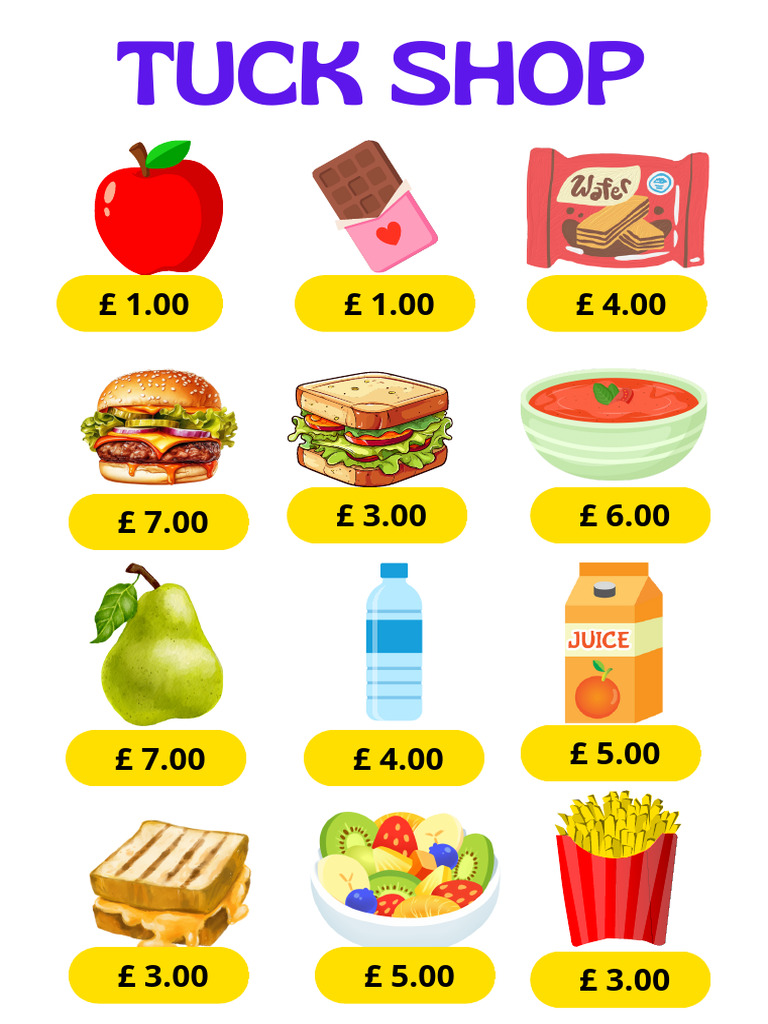 Tuck Shop Pricing List | PDF