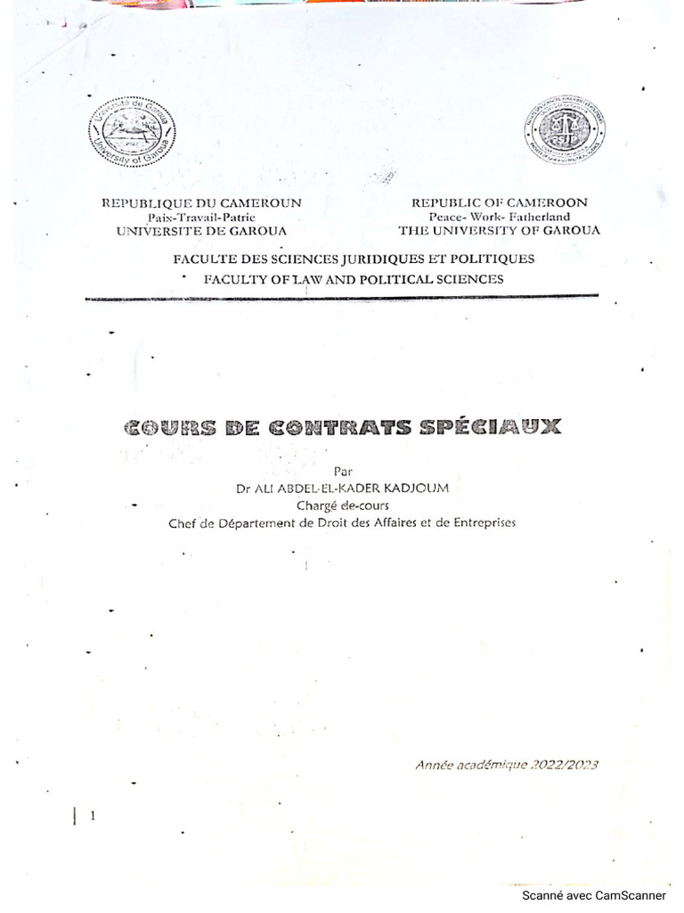 Cours de Contrats Spéciaux (1) - 065918 | PDF