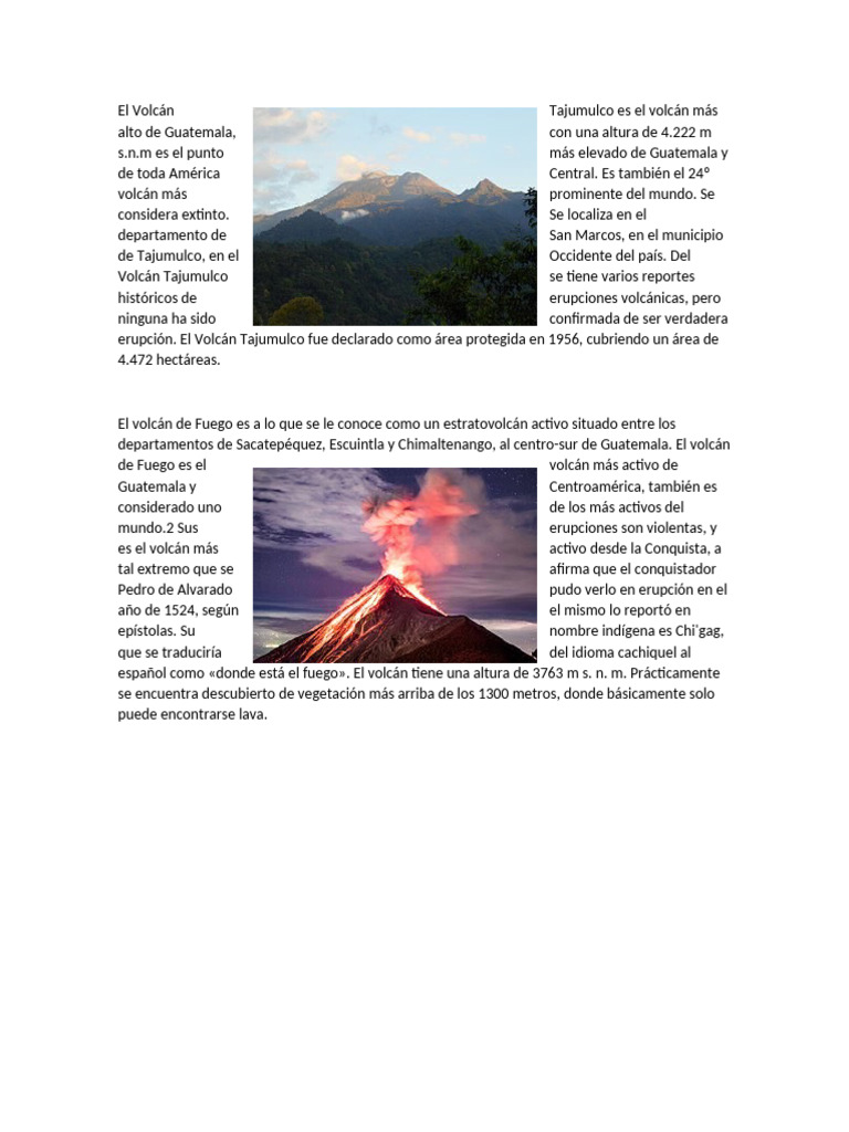 El Volcán Tajumulco es el volcán más alto de Guatemala | PDF