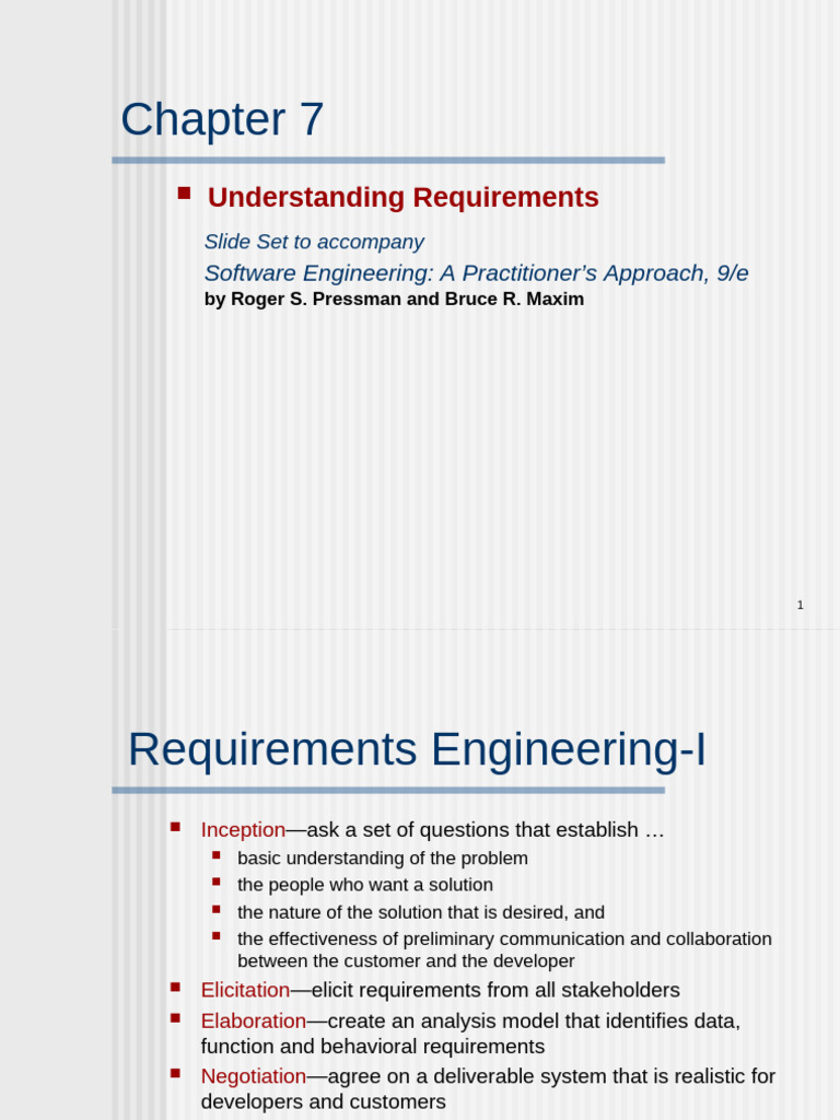 Software Engineering by Pressman in Short Main Keywords Ch7 | PDF | Use ...