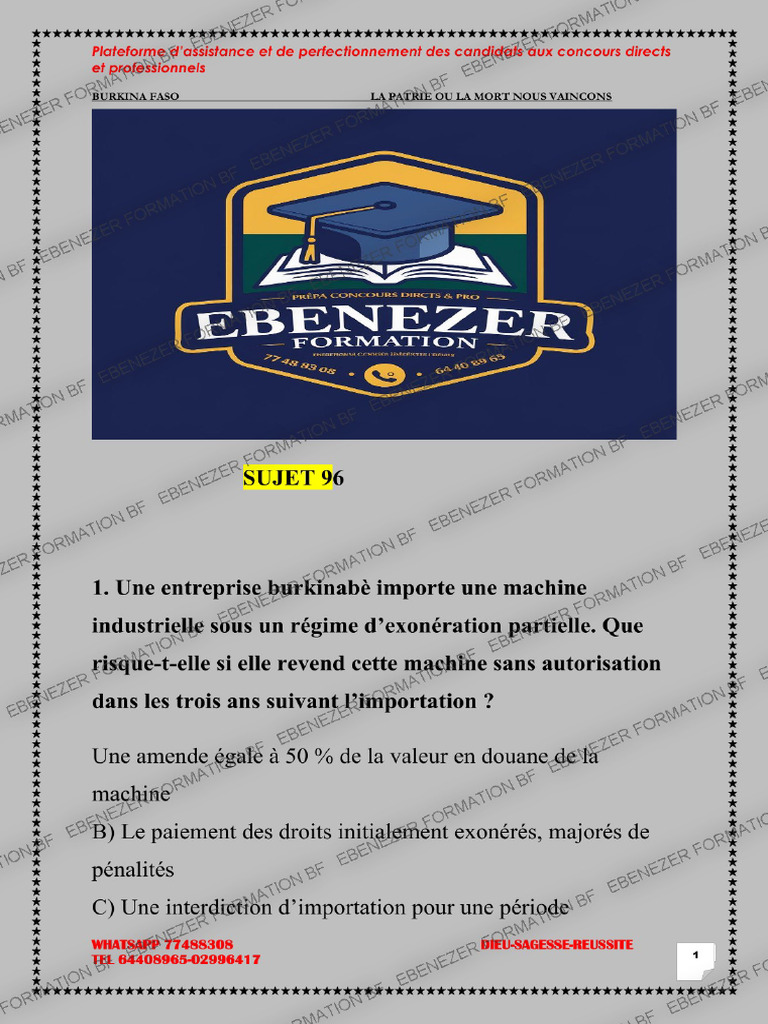 Ebenezer Formation Sujet 96 - F | PDF