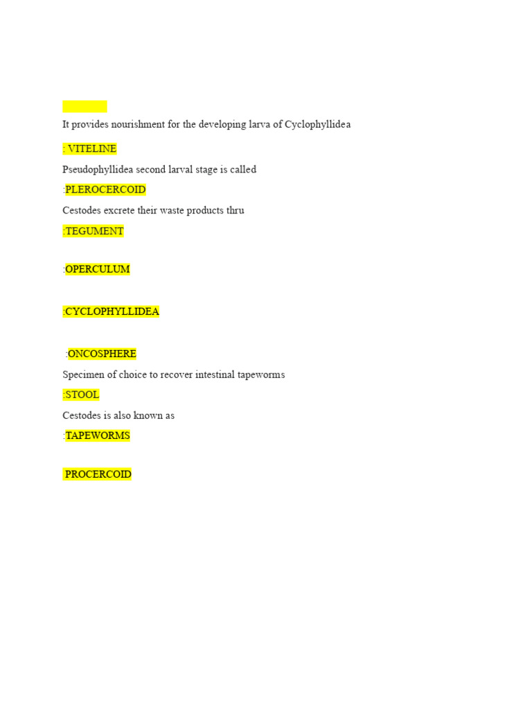 Cestodes and Trematodes | PDF