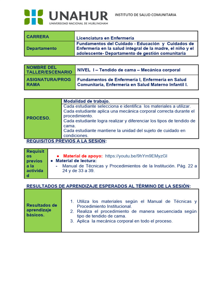 Tipos de Tendido de Cama en Enfermería | PDF
