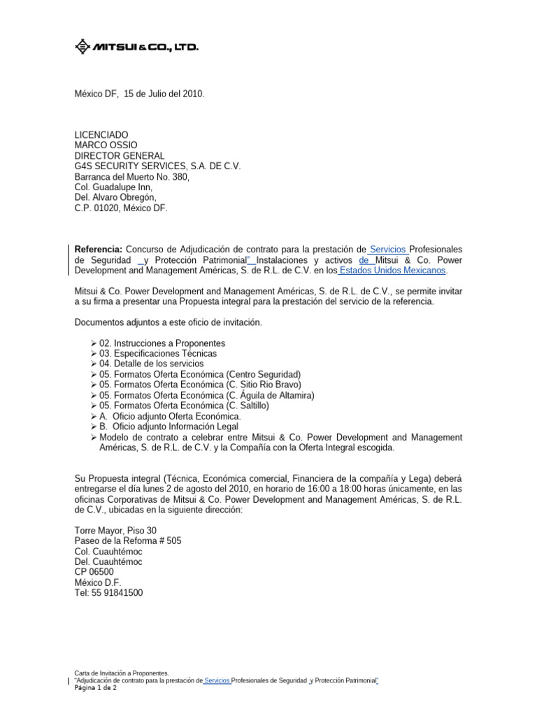 Carta Invitacion G4S | PDF
