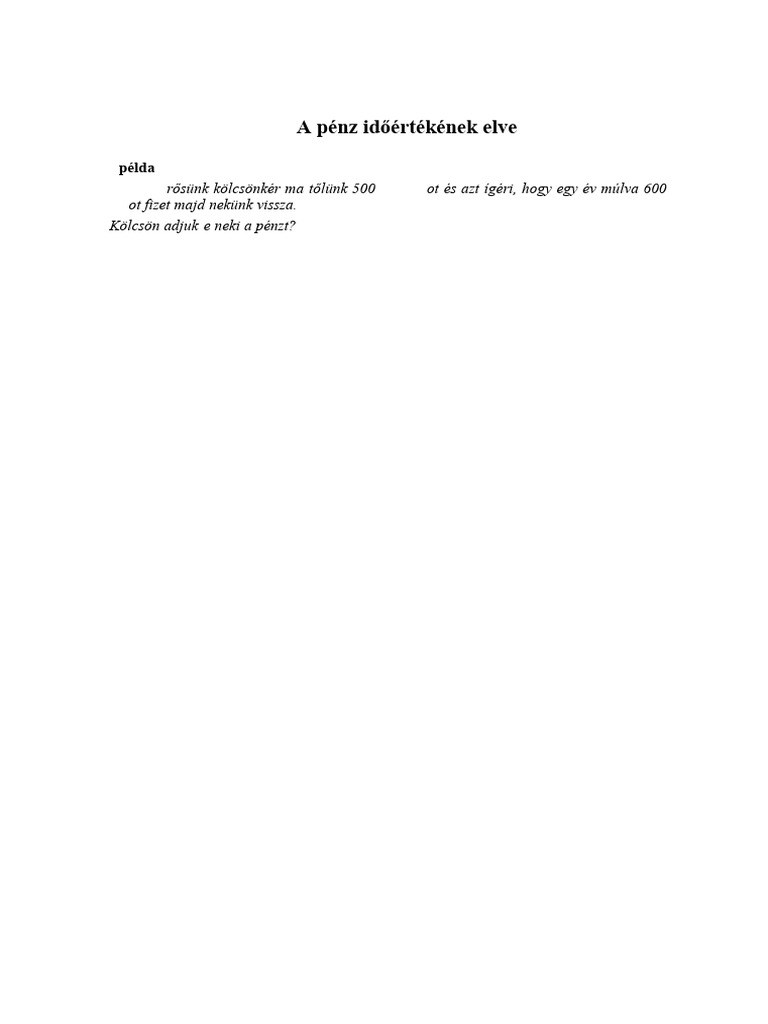 Pénz Időértéke - Feladatlap - 2023 | PDF