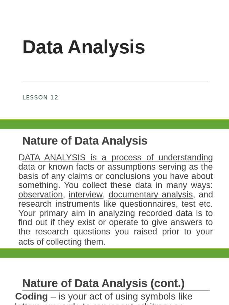 Lesson 12 Data Analysis Updated | PDF | Data Analysis | Data